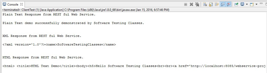 ClientTestOutput | Software Testing Class